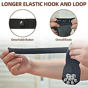 PUPTECK Double Side Anti-Slip Dog Socks with Adjustable Straps for Small Medium Large Dogs Indoor Hardwood Floor, 2 Pairs Pet Paw Protection Traction Control Grip Socks Prevents Licking, Grey L