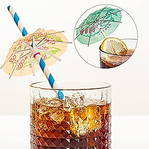 PartyWoo Paper Straws, 60 pcs Straws Drinking and Cocktail Picks Umbrellas, Drink Straws, Cocktail Straws for Luau Birthday Party Decorations, Summer Party, Hawaiian Party, Tropical Party Supplies