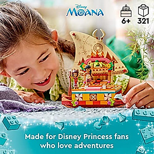 LEGO Disney Princess Moana's Wayfinding Boat Building Toy 43210 Disney Princess Toy Set with Moana and Sina Mini-Dolls, Dolphin Figure, Disney-Inspired Pretend Play Toy for Kids Boys Girls Ages 6+