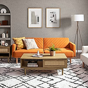 mopio Futon Sofa Bed, Couch, Small Sofa, Sleeper Sofa, Loveseat, Mid Century Modern Futon Couch, Sofa Cama, Couches for Living Room (Apricot Velvet)