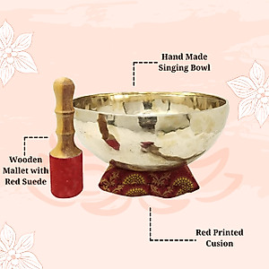 CRAFTSTRIBE 10" Handmade Crown Chatra Tibetan Singing Bowl Meditation Healing Bowl With Mallet And Silk Cushion