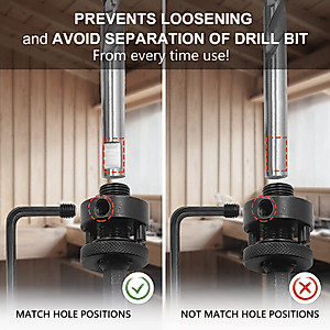 JTemgle Heavy Duty Hole Saw Arbor with 5pcs Center Drill Bits, 1/2" Hex Shank Quick Change Arbor Fits 1-1/2" to 10" Hole Saws