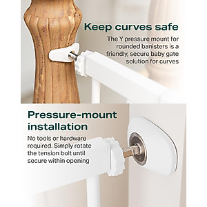 Cumbor 29.7-46" Baby Gate for Stairs, Mom's Choice Awards Winner-Auto Close Dog Gate for the House, Easy Install Pressure Mounted Pet Gates for Doorways, Easy Walk Thru Wide Safety Gate for Dog, White