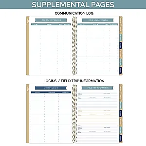 bloom daily planners Undated Academic Year Teacher Planner & Calendar - 7 Period Lesson Plan Organizer Book with Frosted Cover (9" x 11") (Interchangeable Cover)