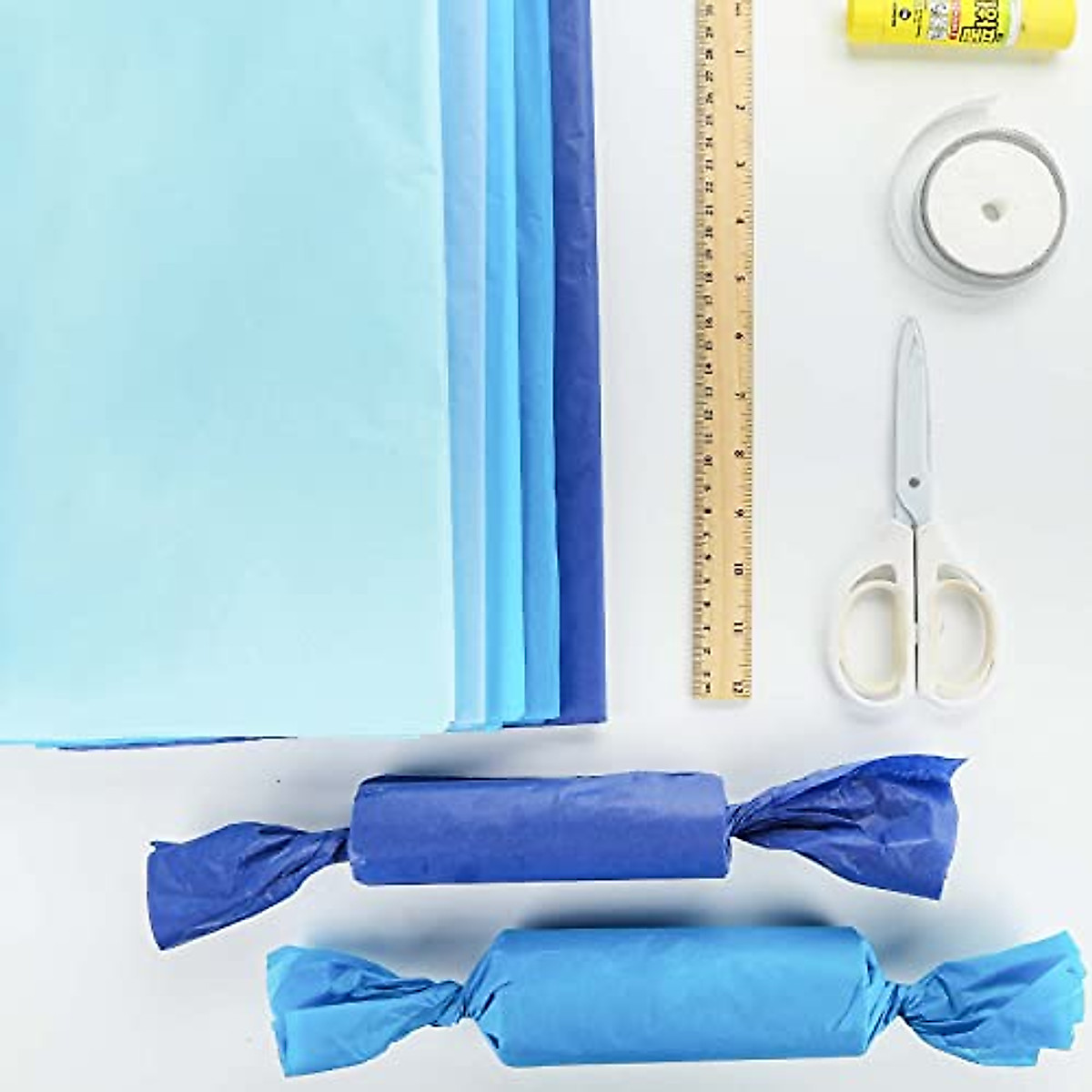 Shindel Tissue Gift Wrapping Paper Crafts, 200Sheets Blue Wrapping Tissue, 5 Colors, 19.7 x 27.6inches