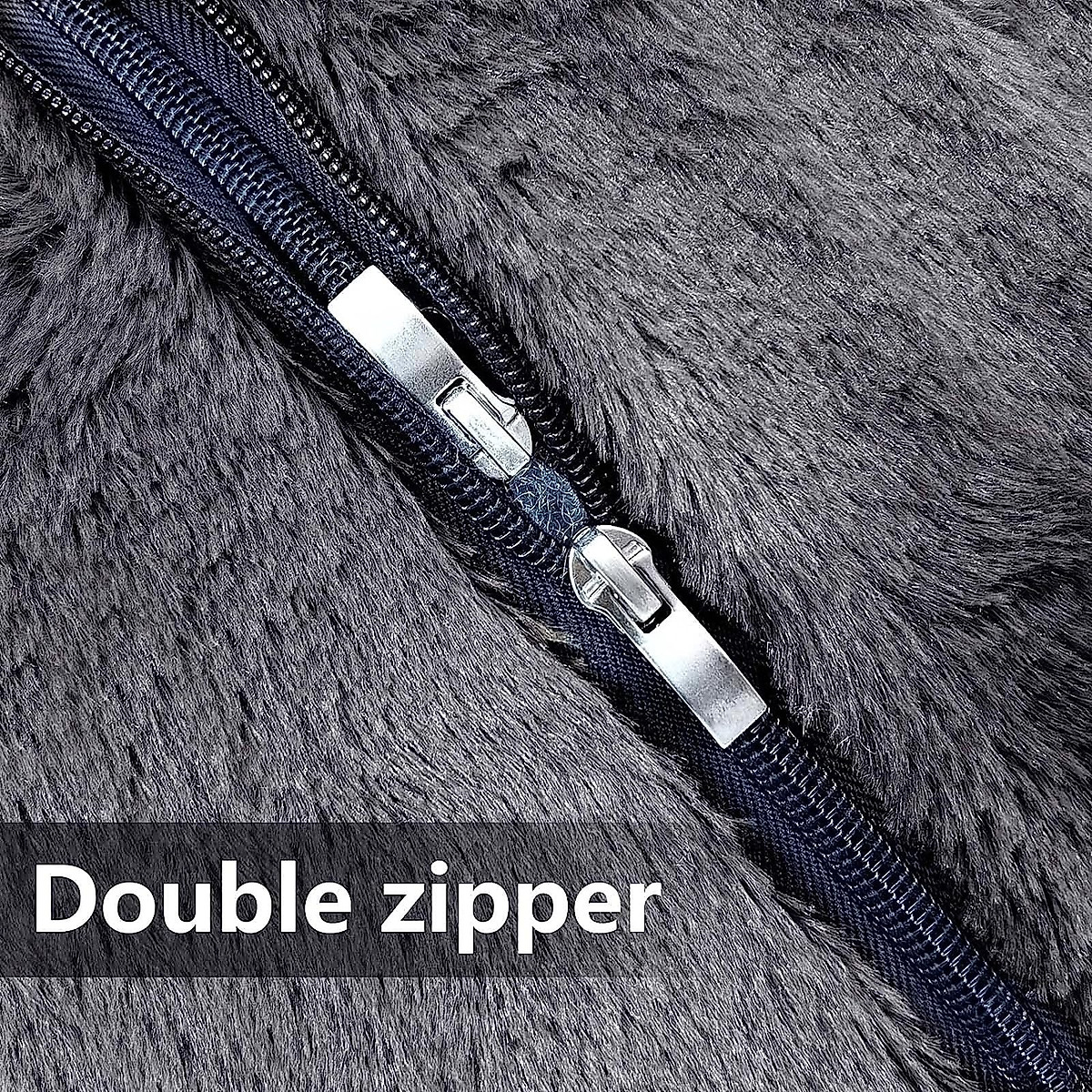 Giant Fur Bean Bag Chair Cover for Kids Adults, (No Filler) Living Room Furniture Big Round Soft Fluffy Faux Fur Beanbag Lazy Sofa Bed Cover (Dark Grey, 6FT)