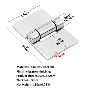 9 Pcs 3"x 2" Heavy Duty Weldable Door Hinges, 304 Stainless Steel Butt Hinge Design, for Metal Gate Windows, Swing Door, Safety Door, Thickness 3mm