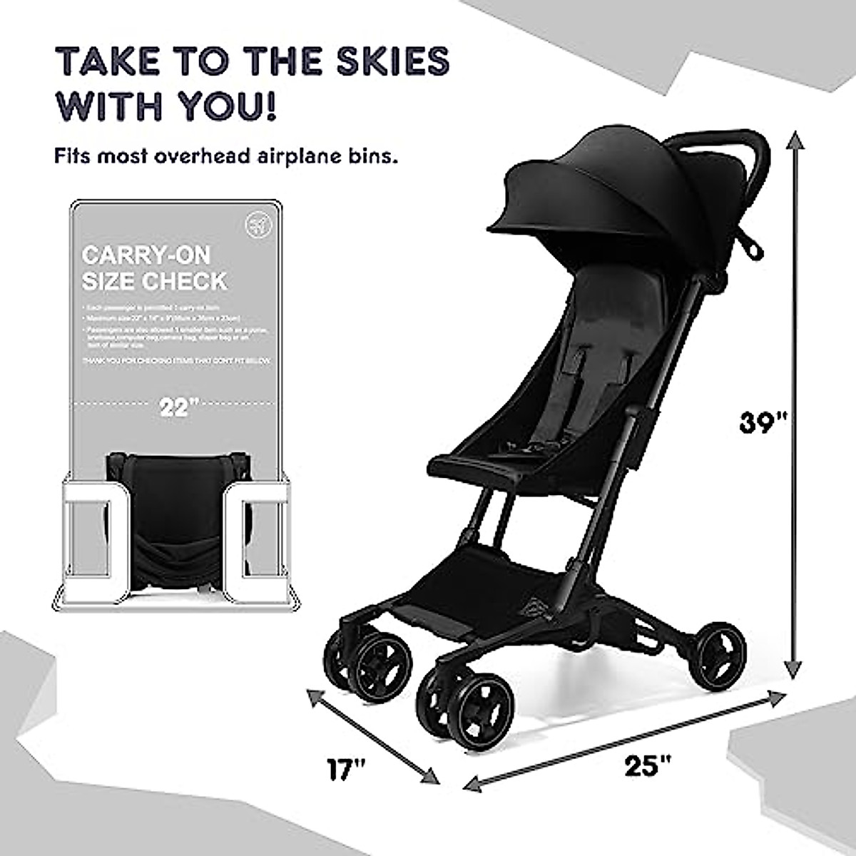 HARPPA Lightweight Travel Stroller, Ultra Compact Umbrella Stroller for Babies & Toddlers Easy Fold Adjustable Backrest and 5-Point Harness Safety Infant Stroller for Kids Black