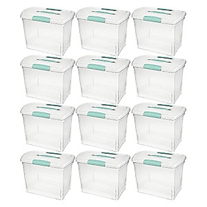 Sterilite Large Nesting ShowOffs Clear File Organizer Storage Box with Handle and Latches for Home, Office, Craft, Hobby, & Classroom, Clear (12 Pack)
