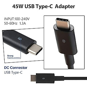 45W USB-C Type C AC Adapter Charger Power Supply for Dell XPS 13 XPS 12 9360 9365 9370 9333 9380 7390 9310 2-in-1 Inspiron 14 7437 Latitude 7275 7370 5175 5285 5290-2in1 LA45NM150 Laptop