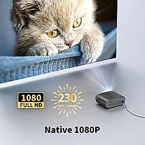 Native 1080P 15000 Lumens Projector, WEWATCH Portable 2.4G 5G Projector with WiFi and Bluetooth Mini Movie Projector, 200" Display 230 ANSI Lumens Video Projector for Home Outdoor, HDMI, VGA, USB