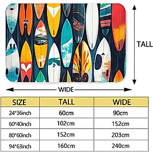 Surfboard Cartoon Graffiti Carpet, Cartoon Surfboard Carpet, Non-Slip mat Suitable for Kitchen Living Room Bedroom Decoration, Beach Surfboard Carpet, Fun Soft Bathroom mat 40x60inch