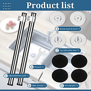 Undermount Sink Bracket for Kitchen,Adjustable Stainless Steel Undermount Sink Support,Sink Support Undermount Kit,Sink Repair Kit for Kitchen and Bathroom,Sink Support Legs（16 "To 27.08"）