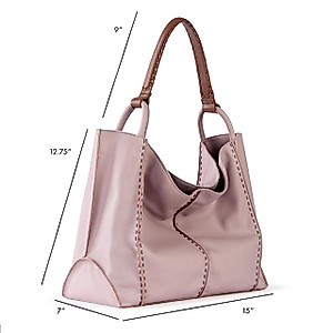 The Sak Los Feliz Large Tote Bag in Leather, Lined Purse with Single Shoulder Strap, Rosewood