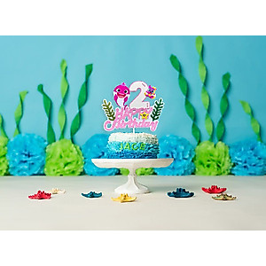 SELPONT Topper 2nd Birthday Girl, Shark Cake Topper 2,