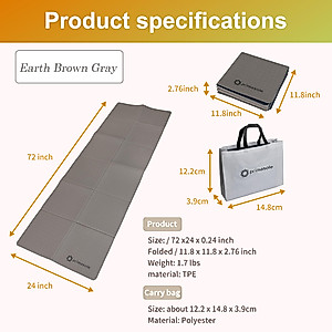 Primasole TPE Folding yoga mat Travel Double side Non-Slip Lightweight Pilates & Floor Workouts6mm thick Earth Brown Grat Color PSS22NH011A