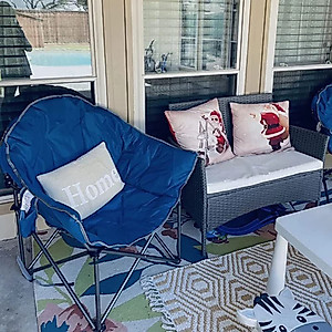 ALPHA CAMP Oversized Camping Chairs Padded Moon Club Chair Portable with Folding Cup Holder and Carry Bag