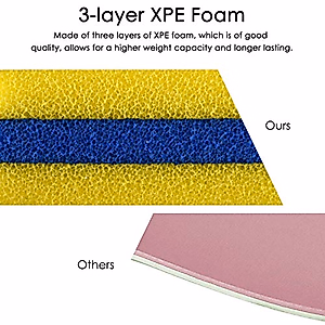 GYMAX Floating Water Pad, 9'/18' x 6' Water Foam Mat with Rolling Pillow, 3-Layer Floating Island for Pool River Lake Beach Ocean Water Activities (Yellow, 9 Feet)
