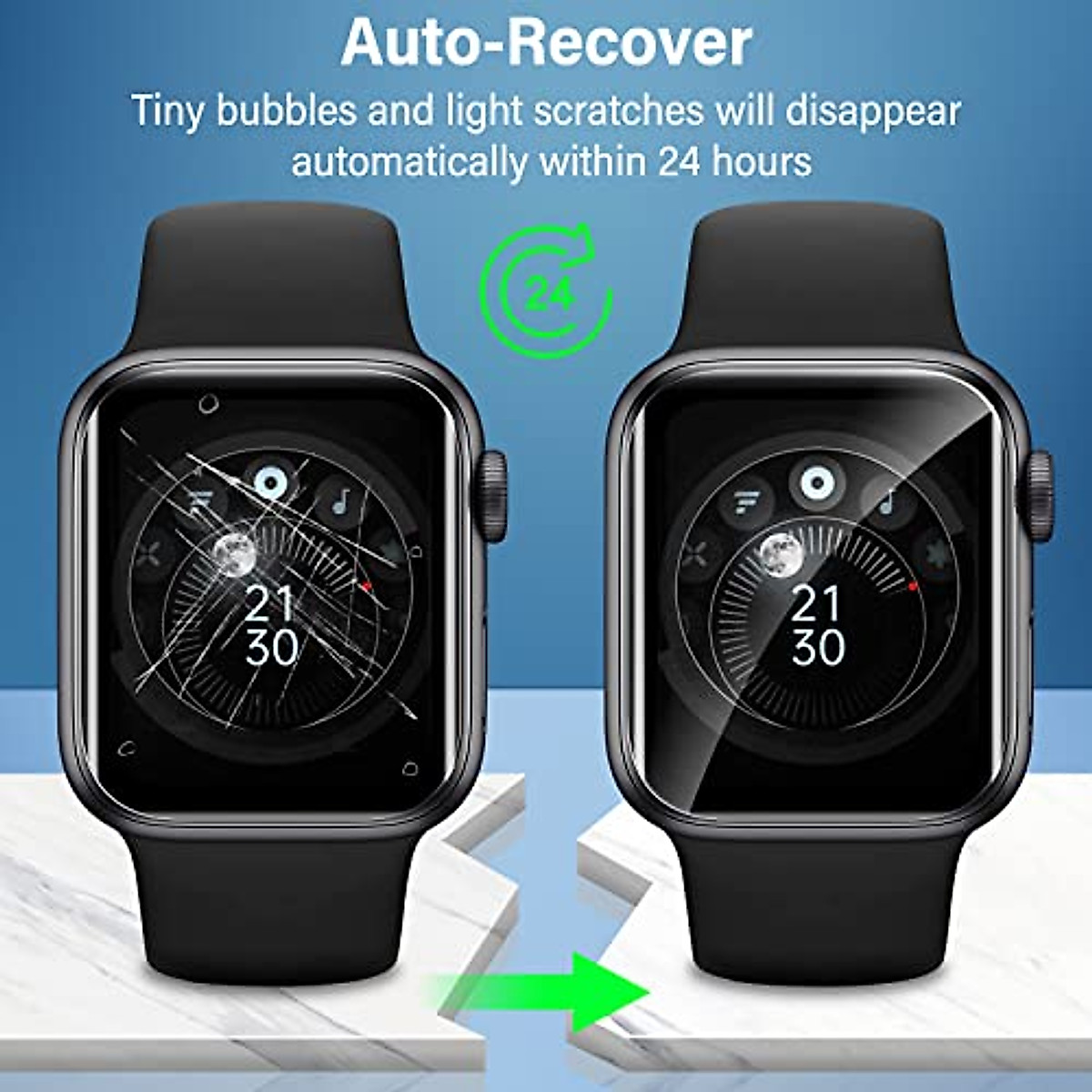 Uyiton 8Pack for Apple Watch Series 8/7 Screen Protector 45mm, Military-Grade Replacement TPU Film [Not Glass] iWatch Protector Anti Scratch Fingerprint Bubble Free High Touch Screen Protection Clear