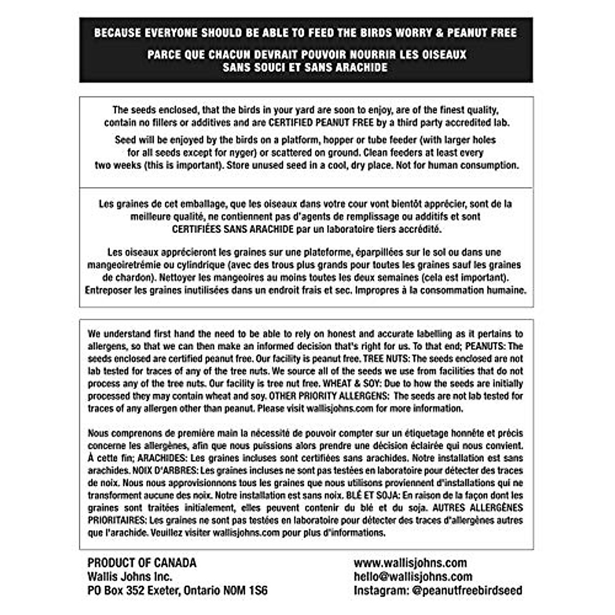 Wallis Johns Peanut Free Wild Bird Seed - Something for Everyone(2) Blend (6 lb)