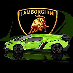 Officially Licensed Lamborghini Remote Control Car, 1:24 Scale Lambo VENENO Model Cars with LED, Lamborghini Toy Car RC Cars Christmas Birthday Gift for Boys Age 3 4-7 8-12 Year Old Kids Toys (Green)