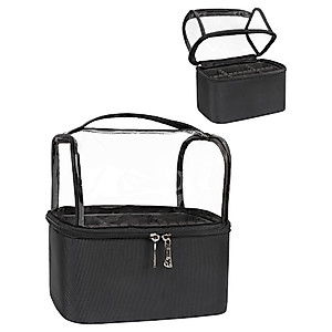 Makeup Brush Case Makeup Brush Organizer Bag Travel Stand-up Makeup Cup Professional Cosmetic Bags Artist Storage Bag with Adjustable Dividers Flip-Top Makeup Brush Holder (Black)