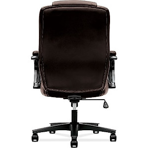 HON Managerial Office Chair- High-Back Computer Desk Chair with Loop Arms , Brown (VL402)