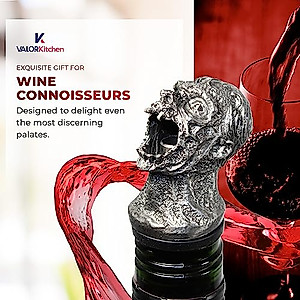 Wine Aerator Pourer - Zombie Head Wine Aerator Pourer Spout for Most Wine Bottles - Stainless Steel Wine Air Aerator for Parties & Events - Mess-Free & Easy to Clean Wine Pourer by Valor Kitchen