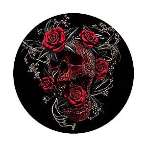 Red Rose Skull PopSockets PopGrip: Swappable Grip for Phones & Tablets