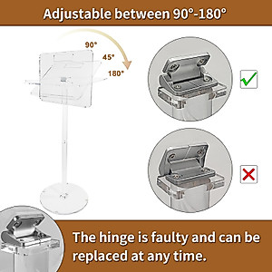 Strong Ultra Clear Acrylic Pulpit Podium Stand, Easy to Assemble Durable Podium Portable Larger Flexible Adjustable Angle Podium Stand with Baffles and Pen Slot for Church Speeches Wedding Teacher