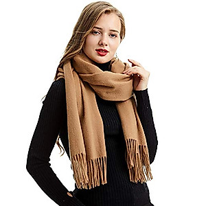 MARUYAMA Cashmere Stole, 100% Cashmere, Gorgeous & Natural, Satisfactry Large Scarf, Wrap, 78.7x27.5 in, 11.3 oz, # K0101 (Camel)