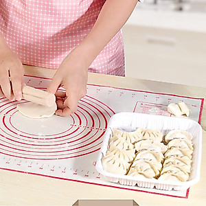 Silicone Dough Mat Non Stick Pastry Mat with Measurement Silicone Mats for Kitchen Counter Reusable Baking Mat Pie Crust Mat with Oil Brush and Dough Scraper(24" x 32",Red)