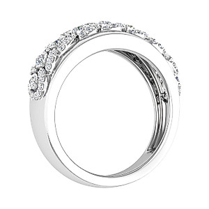 FINEROCK 1/2 Carat Diamond Wedding Band Ring in 925 Sterling Silver (Ring Size 7)