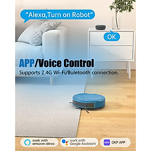 OKP Robotic Vacuum Cleaner, WiFi/App/Alexa, Robot Vacuum Cleaner with Schedule, Accurate Obstacle Crossing, Self-Charging, Slim Design, Quiet, Perfect for Hard Floors, Pet Hair, Carpets
