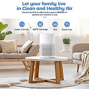 Air Purifiers Plus One More HEPA Filter for A11ergies, Pollen, Smoke, Dusts, Pets Dander, Odor, Hair, Ozone Free, 20db Quiet cleaner for Bedroom, Room, Kitchen and Living Room, SGS Certificaion