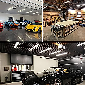 Barrina LED Shop Light, 8FT 72W 9000LM 5000K, Daylight White, V Shape, Clear Cover, Hight Output, Linkable Shop Lights, T8 LED Tube Lights, LED shop lights for garage 8 foot with plug (Pack of 10)