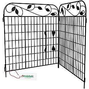 Amagabeli 2 Pack Decorative Garden Fence Border 36in(L)x44in(H) Animal Barrier Dogs Rustproof Landscape Wrought Iron Fencing Gate Folding Patio Flower Bed Black ET043