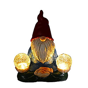Solar Garden Gnomes Decorations Funny Zen Glowing Naughty Sculpture Statue Outdoor Yard Lawn Decor Resin