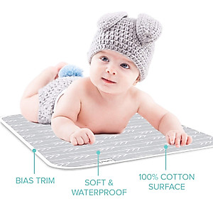 Kushies Deluxe Waterproof Changing Pad Liners - 20 x 30 inches Baby Changing Table Pad Covers - Baby Changing Pads in Grey One Direction - Diaper Changing Pad Cover Waterproof for Changing Station