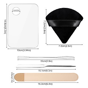 Acrylic Cosmetic Makeup Palette, Makeup Mixing Tray with Makeup Spatula Metal Mirror for Beauty Salon Color Cream Liquid Foundation Mixing Palette (10 Pcs Makeup Spatula Sets)