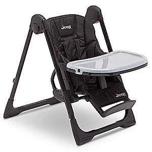Jeep Classic Convertible 2-in-1 High Chair for Babies and Toddlers with Adjustable Height, Recline & Footrest - Dishwasher Safe Meal Tray, Midnight Black