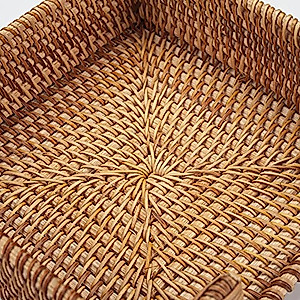 Rattan Napkin Holder Square, 7.5" x 7.5" x 2.5", Wicker Napkin Tray, Woven Guest Towel Holder for Restaurant/Kitchen/Bathroom