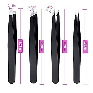 Eyebrow Tweezer Set, Stainless Steel Tweezers for Eyebrows - Best Precision for Facial Hair, Ingrown Hair, Splinter, Blackhead and Tick Remover