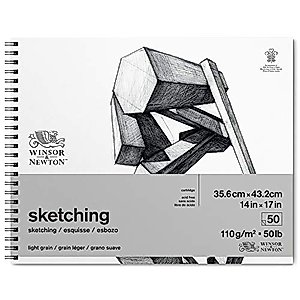 Winsor & Newton Classic Sketching Paper Pad, 14" x 17", 50 Sheets, 110gsm, Extra White
