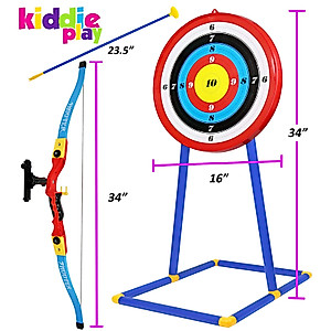 Kiddie Play Bow and Arrow for Kids Toy Archery Set with Target and Quiver Kids Toys Age 5, 6, 7, 8, 9 Years Old Boys and Girls