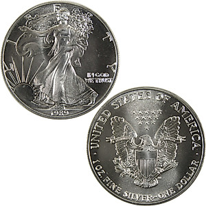 1989 American Silver Eagle BU Brilliant Uncirculated Bullion $1 Coin