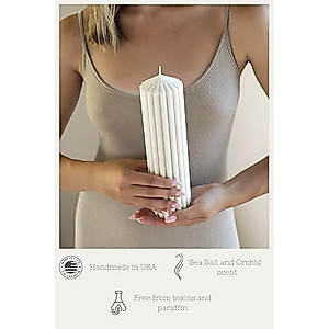 LAWA Ribbed Peak Pillar Candle - Large Beautiful Handmade Pillar Scented Soy Wax Candle Elegant Bubble Aesthetic Candle Housewarming Gift Home Room Shelf Decor Idea White (Small)