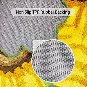 USTIDE Sunflower Area Rug, Rustic Flower Doormat Cute Rug for Bathroom Kitchen, Handmade Rug Washable Floral Mat (27.5''X37.4'')