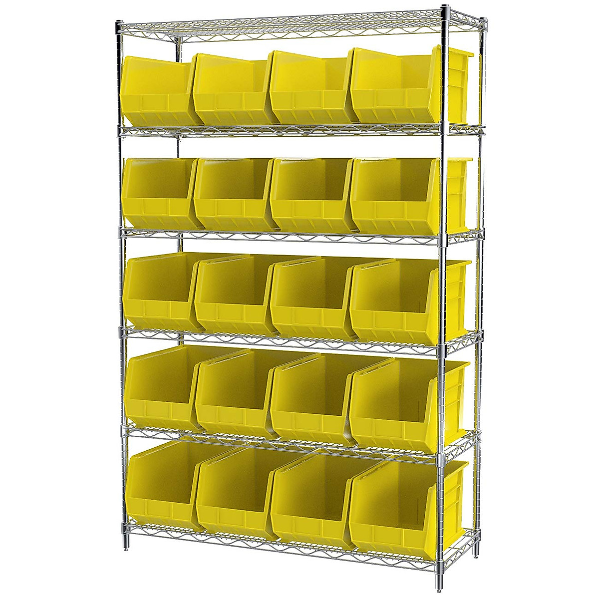 Akro-Mils 30260 AkroBins Plastic Storage Bin Hanging Stacking Containers, (18-Inch x 11-Inch x 10-Inch), Yellow, (6-Pack)