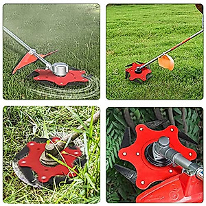 ISWAWO Steel Trimmer Head, Universal Weed Eater Blades 6 Steel Razors 65Mn Professional Blade Cutter Replacement for String Trimmers - 1 Trimmer Head & 2pcs Different Blade Adapter Kits